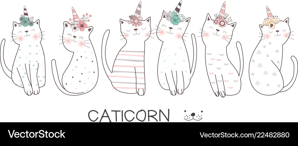 Cute bacat cartoon hand drawn style Royalty Free Vector