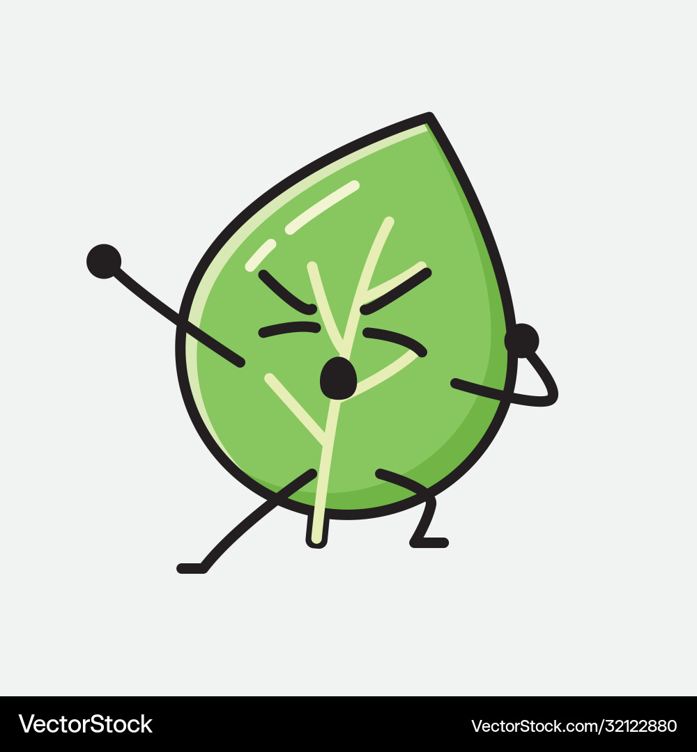 Cute leaf mascot character in flat design style Vector Image