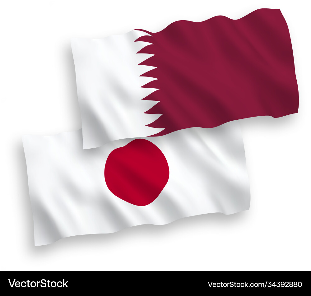Flags japan and qatar on a white background Vector Image