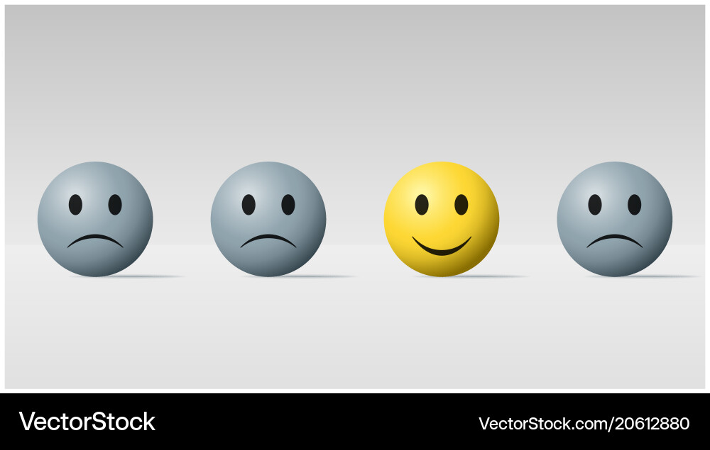 Happy face ball among sad balls background Vector Image