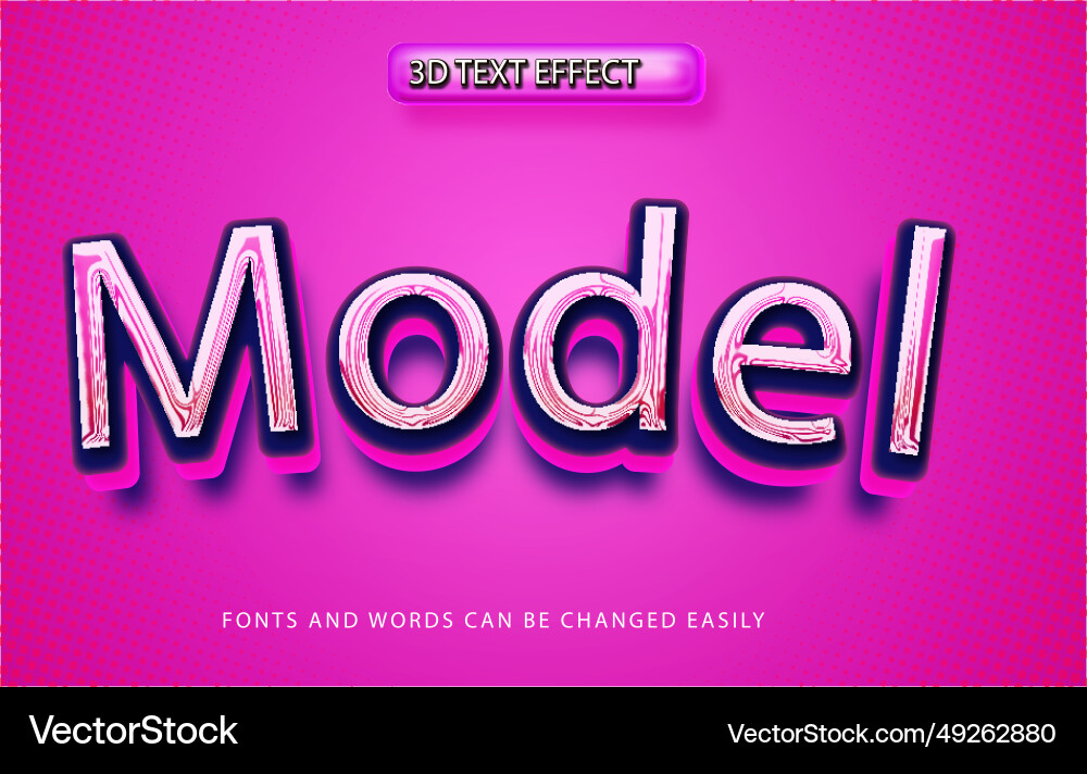 Model 3d girly editable text effect style Vector Image