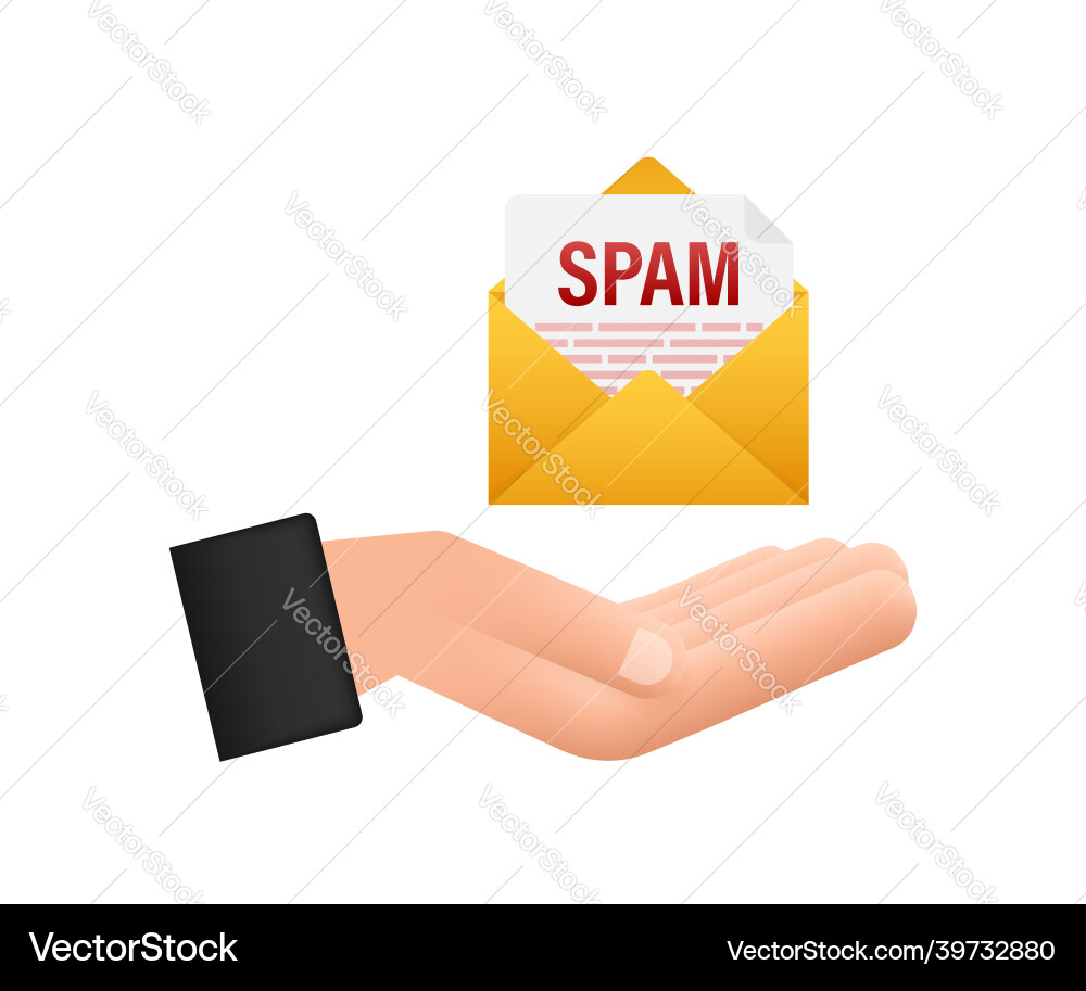 No spam sign in hands spam email warning concept Vector Image