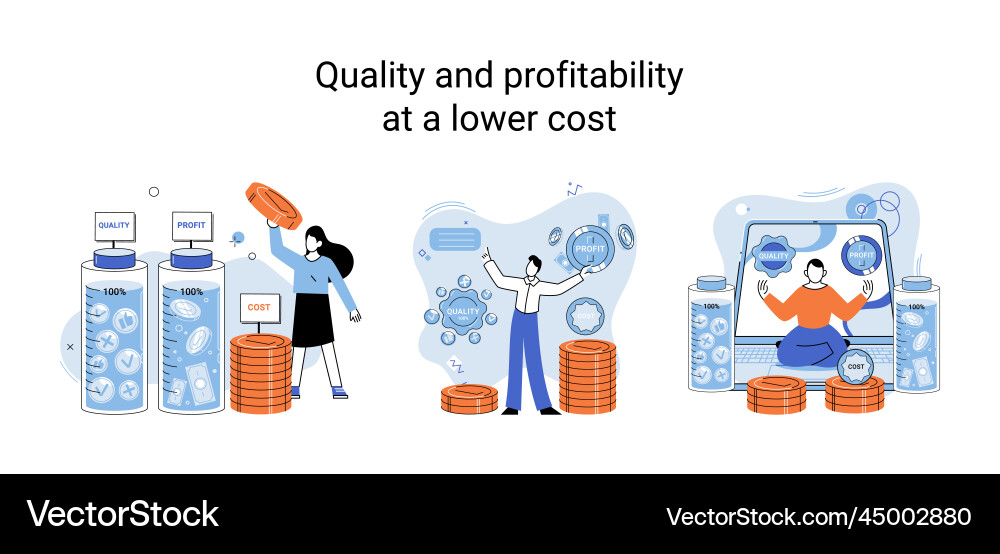 Quality and profitability at lower cost Royalty Free Vector