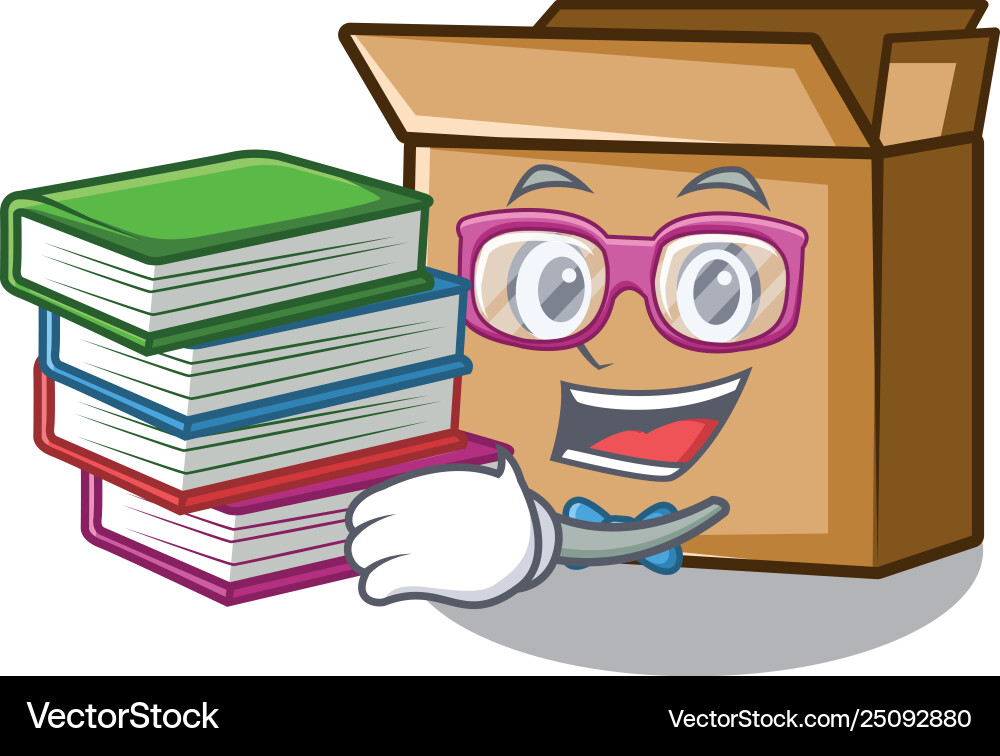 Student with book cartoon cardboard placed next Vector Image