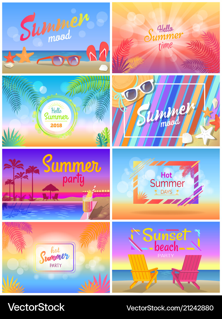 Summer mood beach party time hello sunny day Vector Image