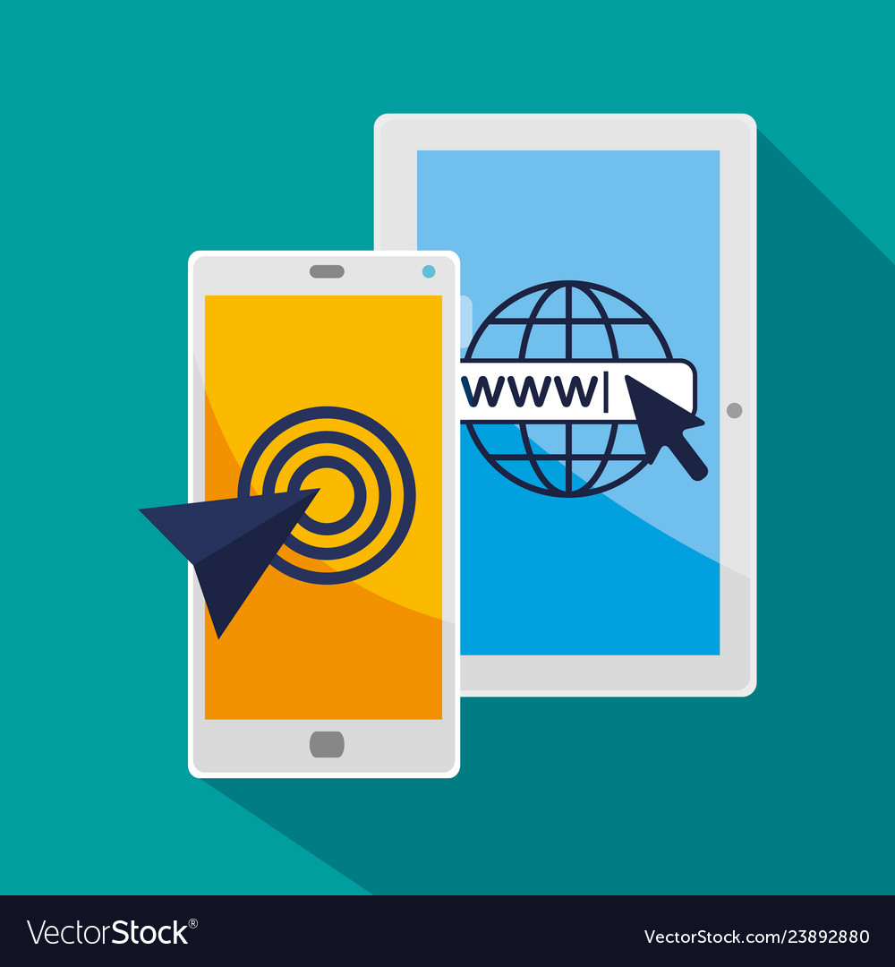 Tablet and smartphone with arrow pointer cursor Vector Image