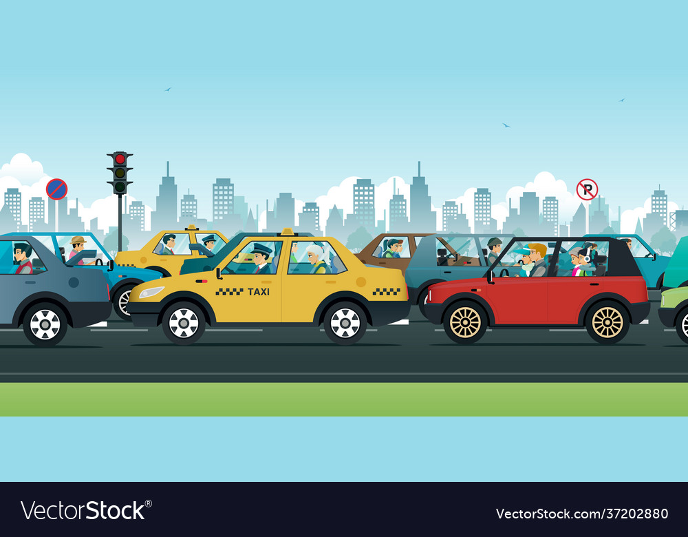 Traffic jams in city Royalty Free Vector Image