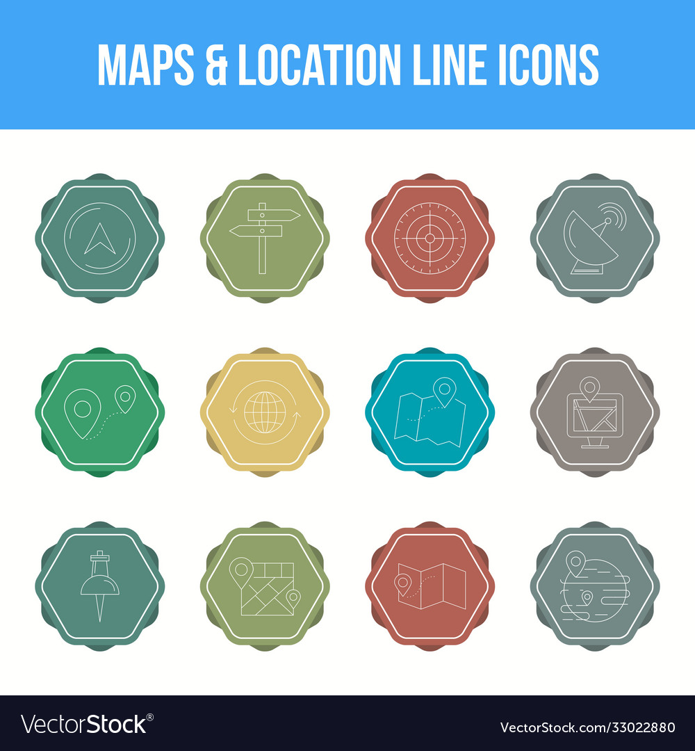 Unique maps location line icon set Royalty Free Vector Image Unique maps location line icon set Royalty Free Vector Image