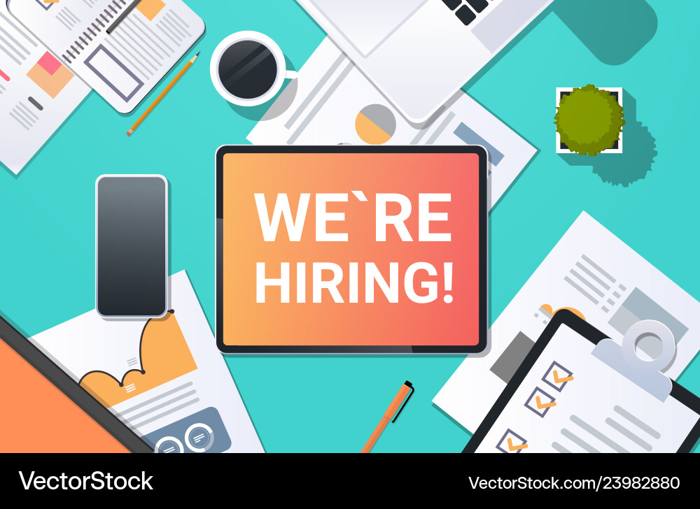 We are hiring recruitment concept top angle view Vector Image