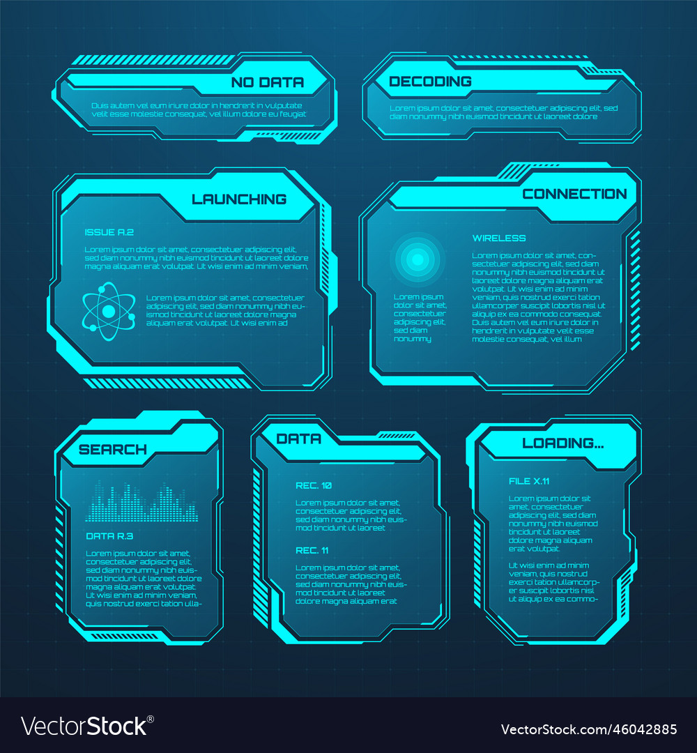 Blue futuristic hud or ui elements sci-fi user Vector Image