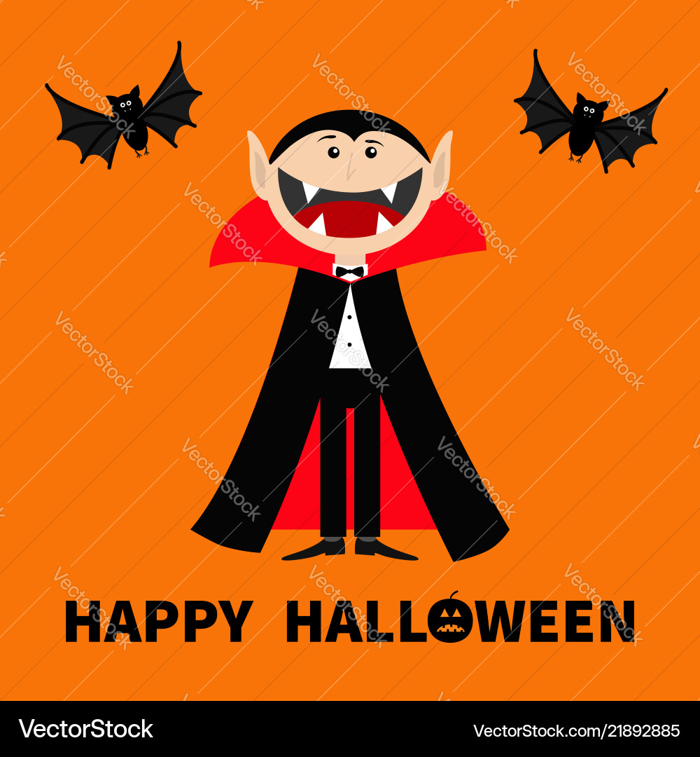Count dracula wearing black and red cape cute Vector Image
