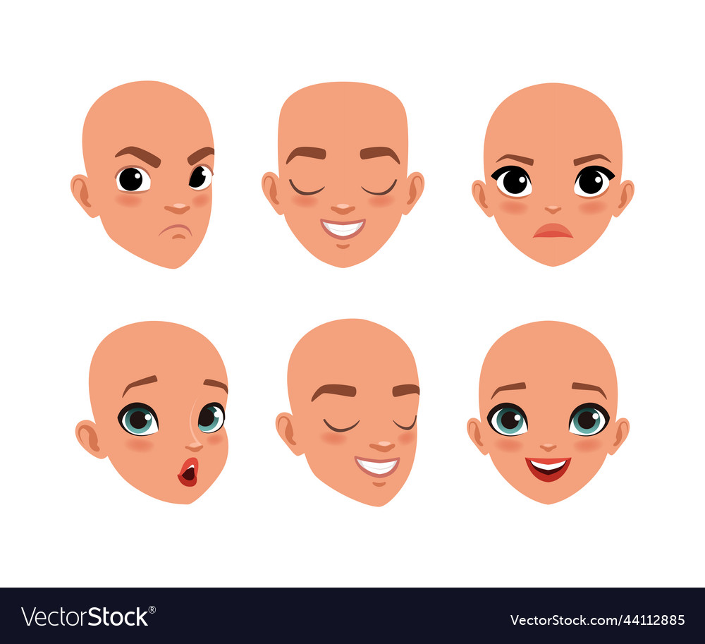 Face of cute boy and girl with different emotions Vector Image