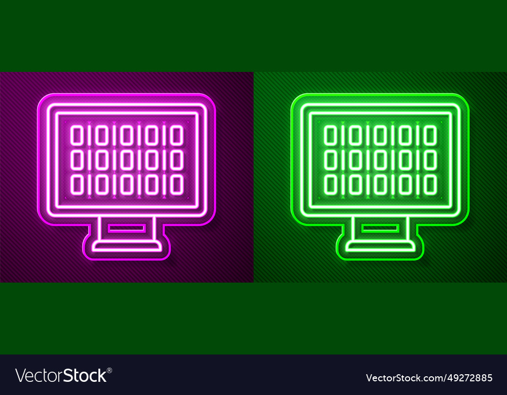 Glowing neon line binary code icon isolated Vector Image