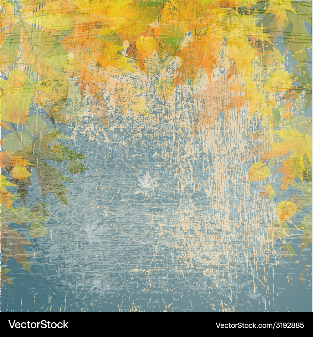 Grunge background with autumn leaves Royalty Free Vector