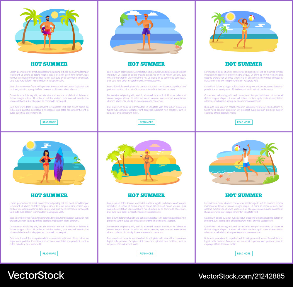 Hot summer on beach promo internet banners set Vector Image