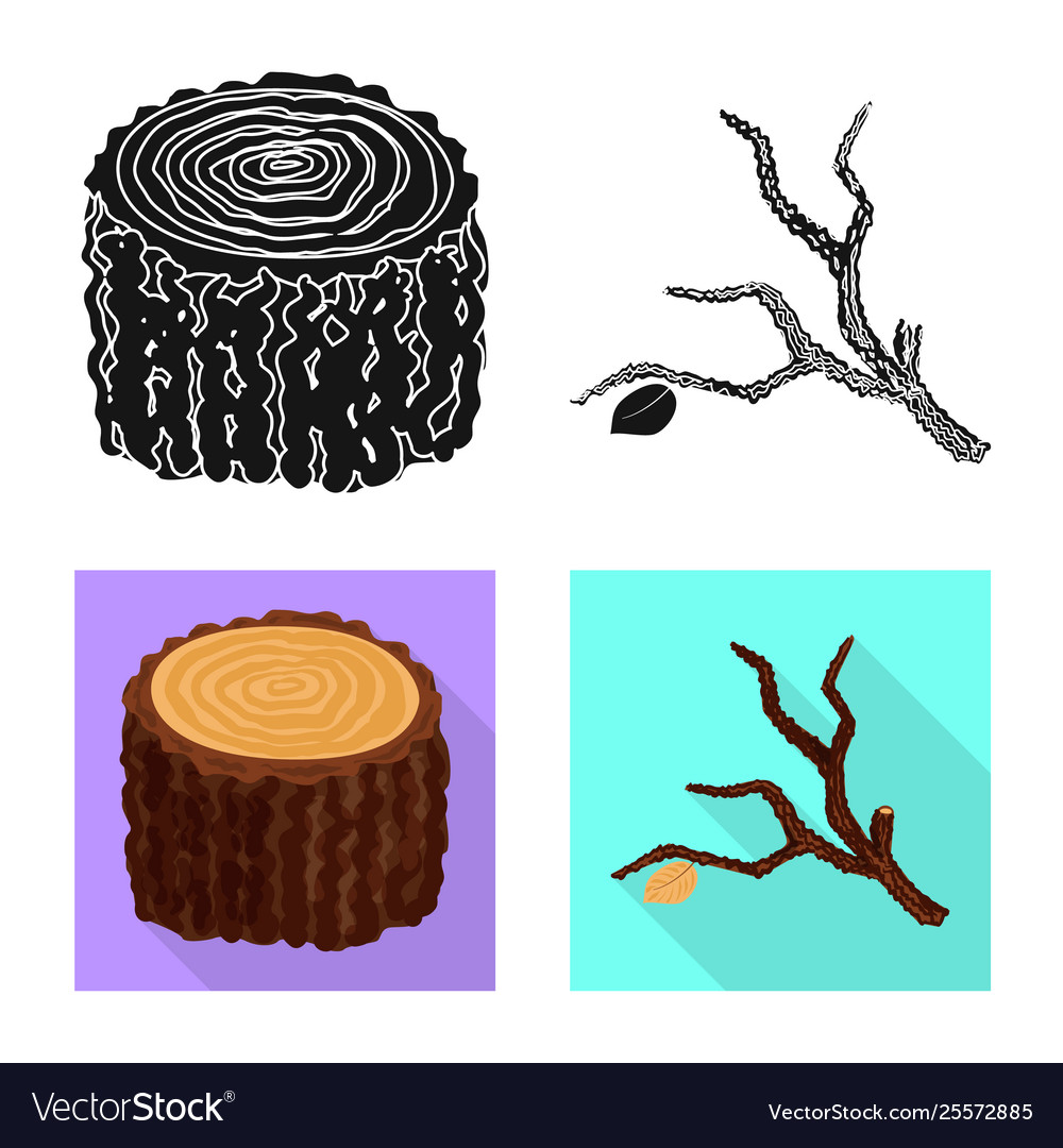 Isolated Object Tree And Raw Icon Collection Vector Image