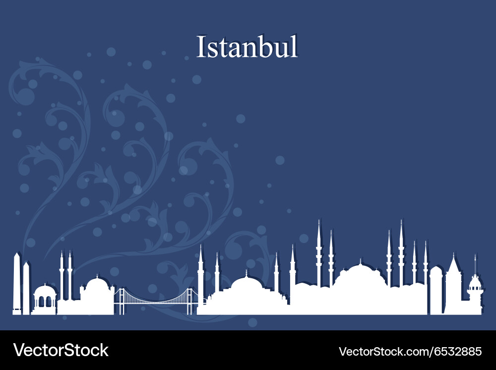 Istanbul city skyline on blue background Vector Image