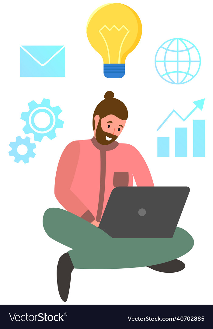 Man working with laptop on freelancing business Vector Image