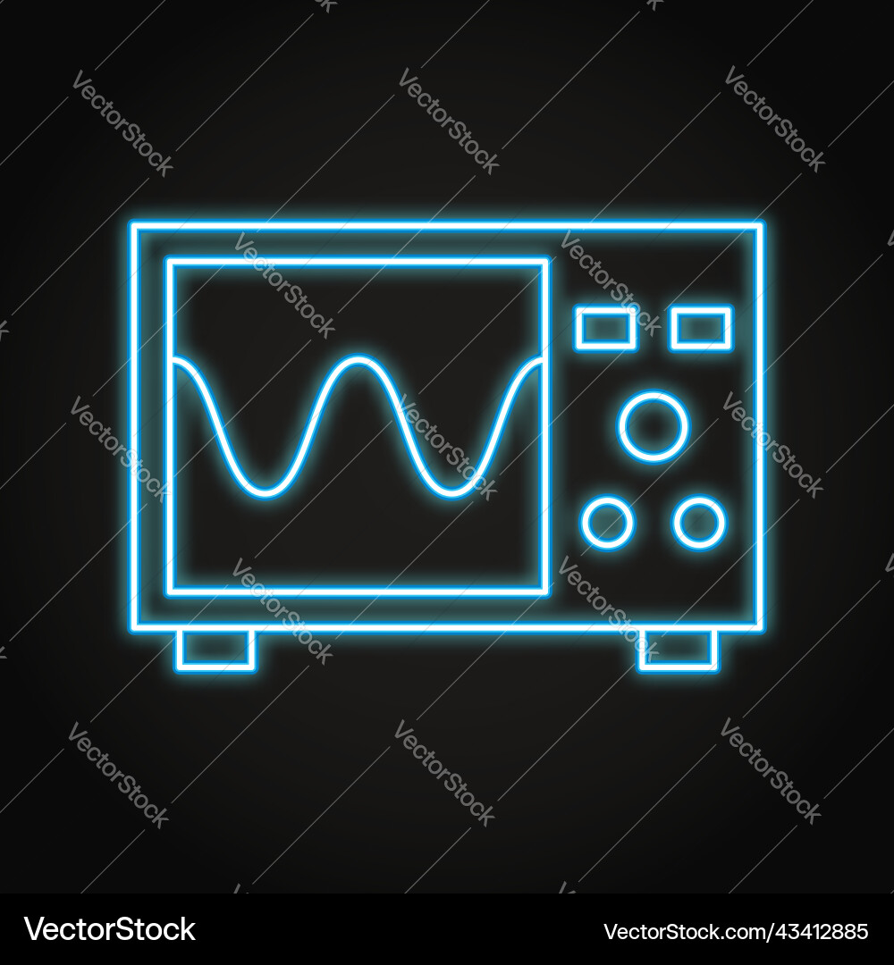Oscilloscope neon icon in line style Royalty Free Vector