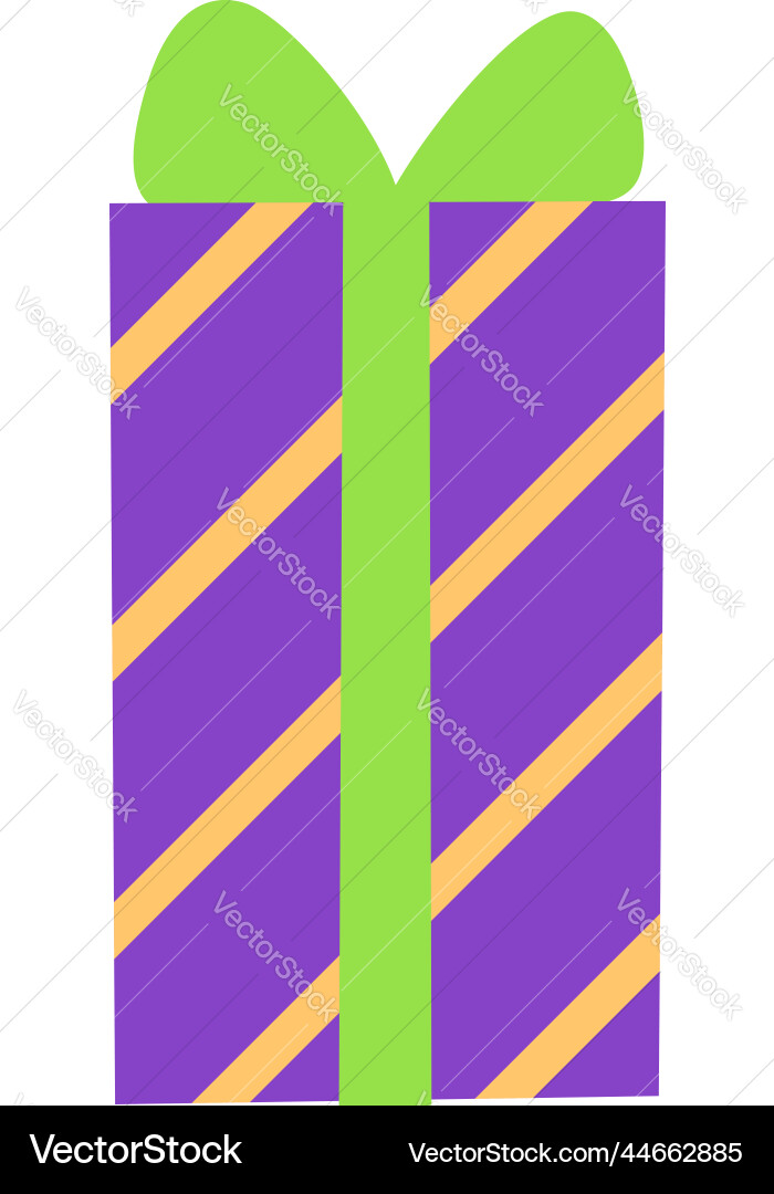Purple striped present flat icon isolated on white