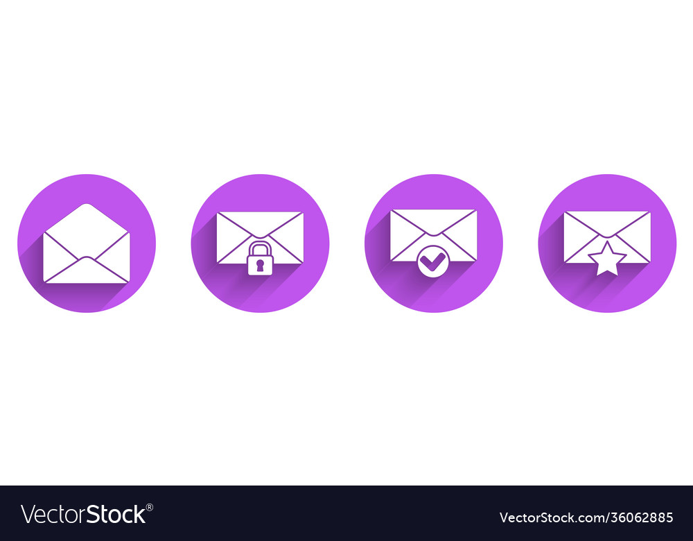 Set Envelope Mail Message Lock Password Envelope Vector Image