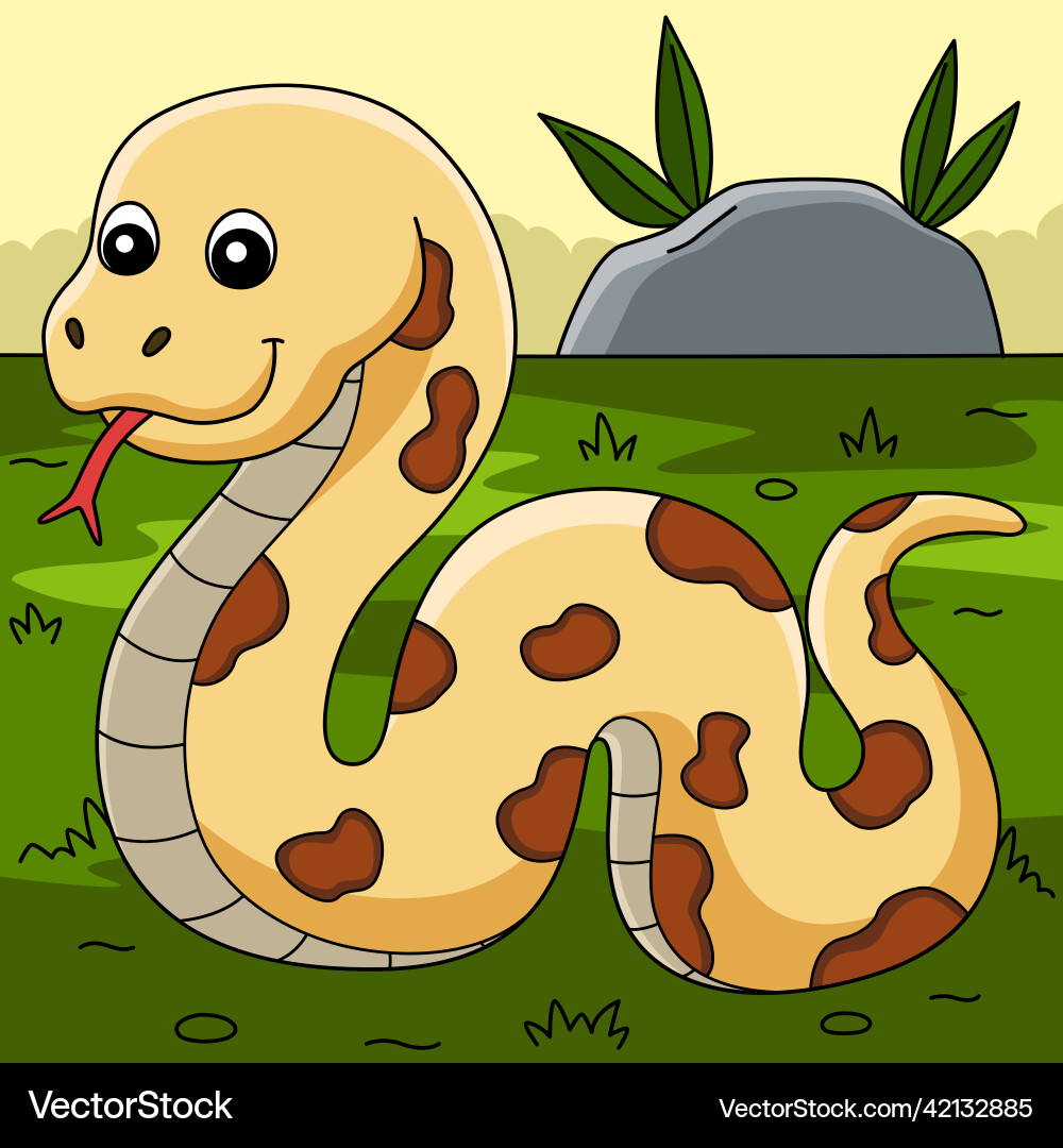 Snake on the ground colored cartoon Royalty Free Vector