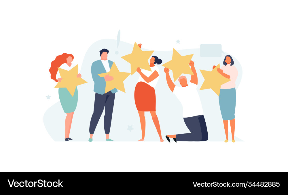 Users customers with stars rating Royalty Free Vector Image