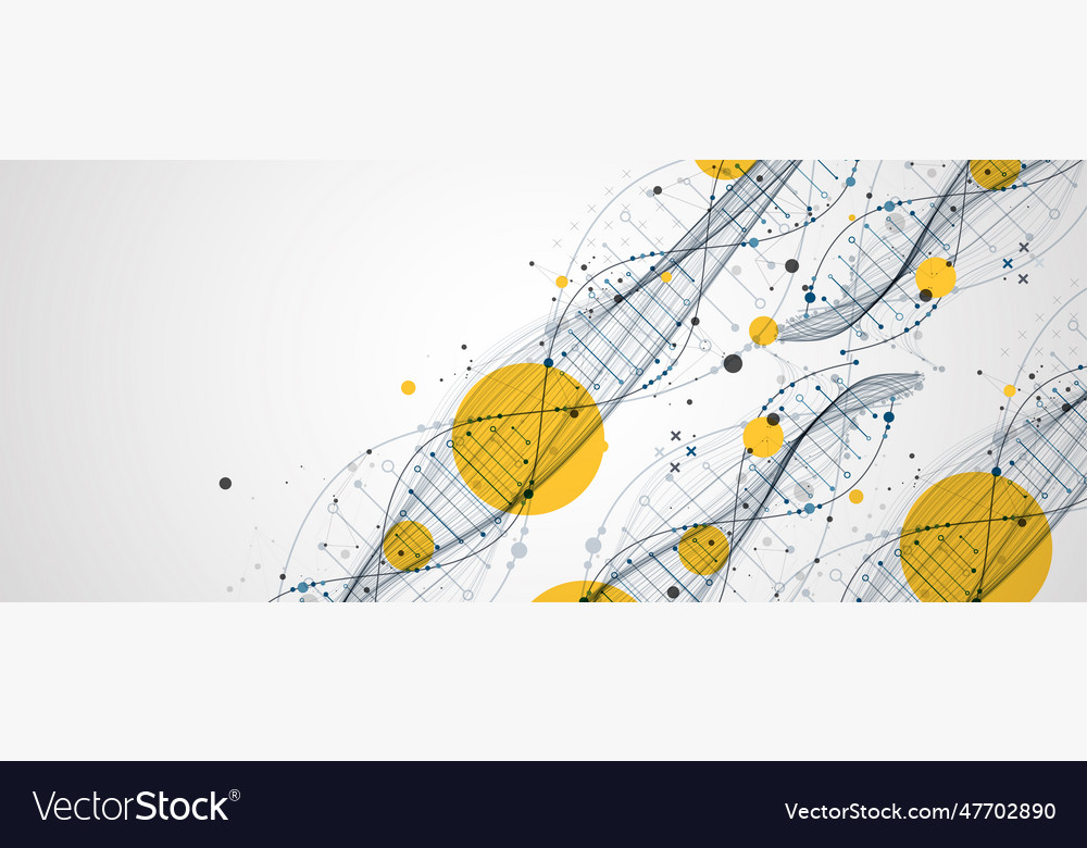 Abstract Dna Background With Plexus Effect Vector Image