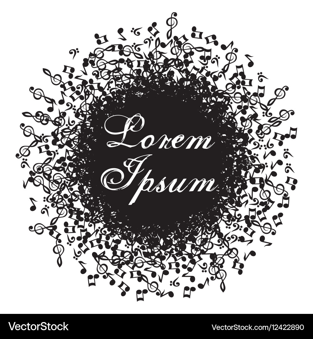 Abstract round monochrome background with music Vector Image