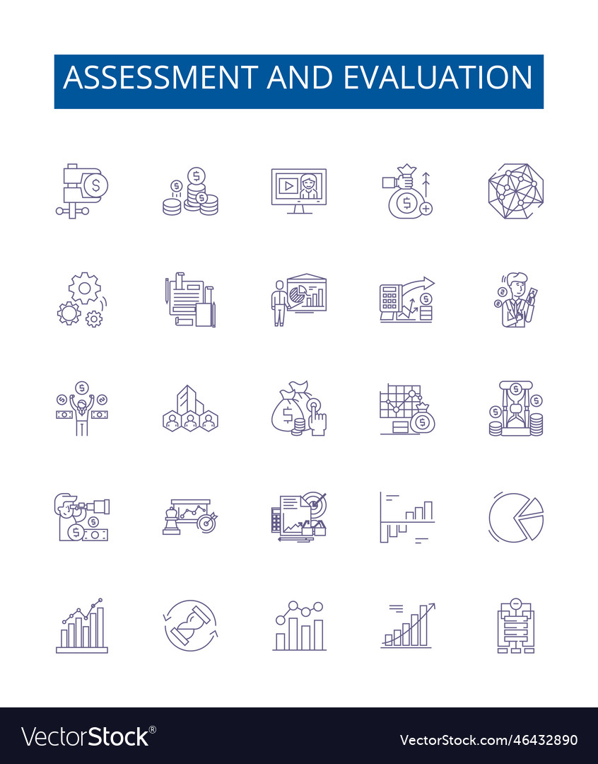 Assessment and evaluation line icons signs set Vector Image