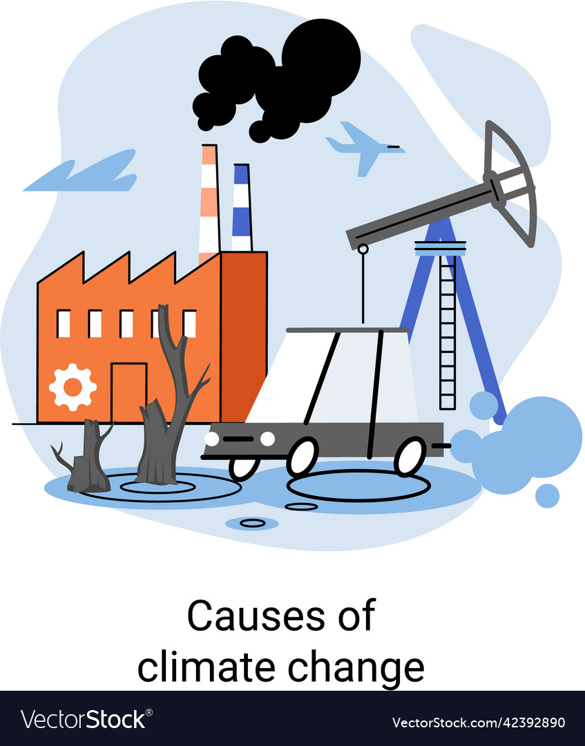 Causes of climate change on planet record high Vector Image