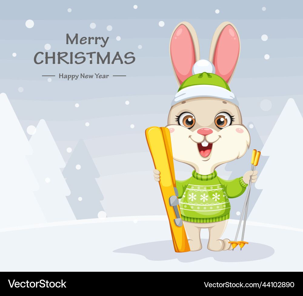 Cute rabbit cartoon character funny bunny Vector Image