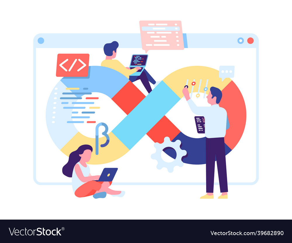 Devops engineers program product building Vector Image