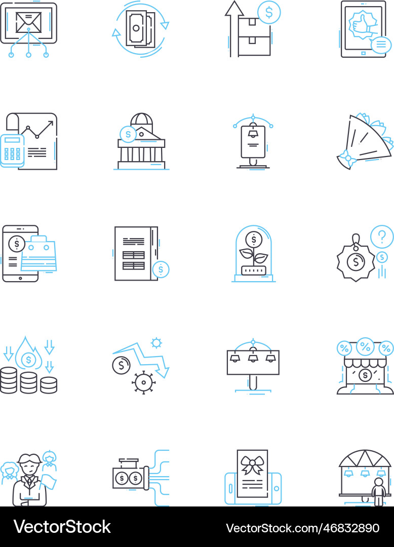 Financial success linear icons set prosperity Vector Image