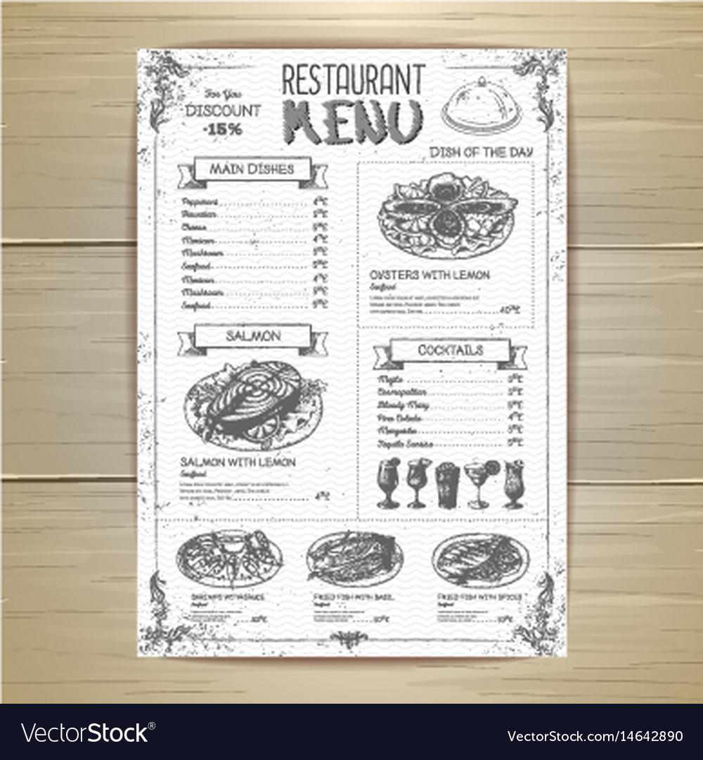 Hand drawing restaurant menu design Royalty Free Vector
