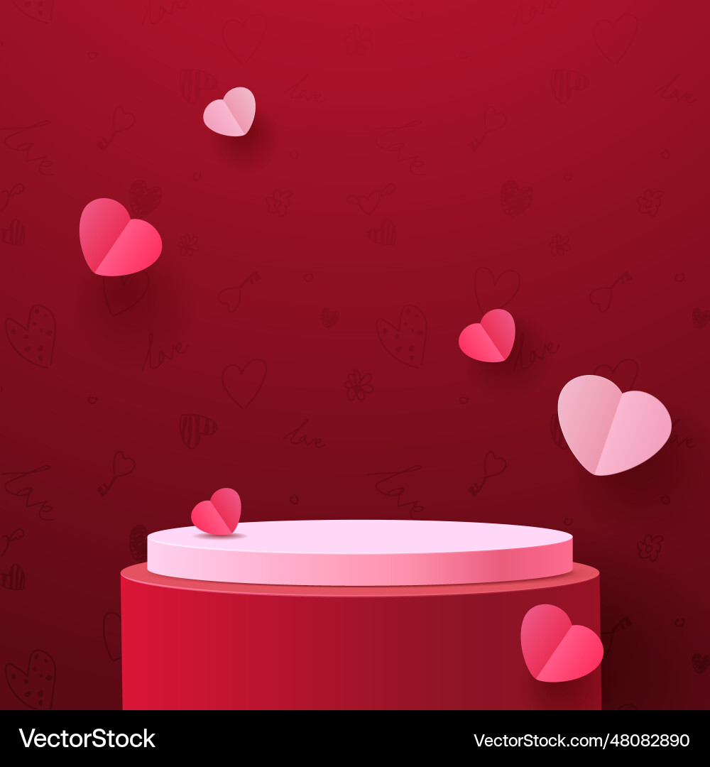 Happy valentines day podium display stand mockup Vector Image