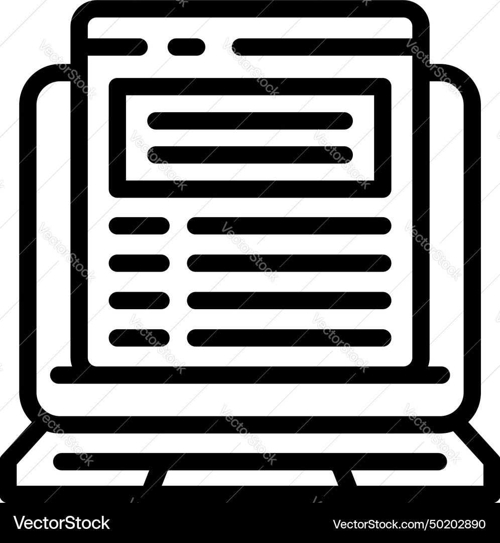 Laptop transcription icon outline text Royalty Free Vector
