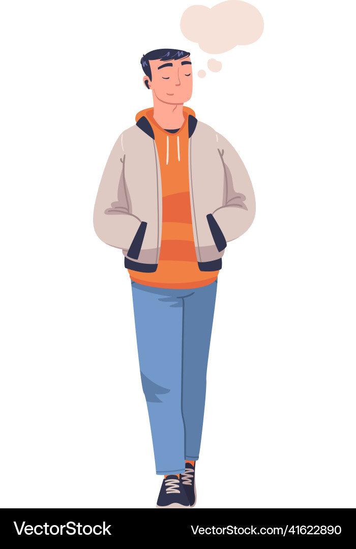 Man character dreaming imagining and fantasizing Vector Image
