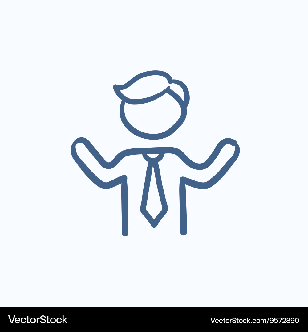 Man with raised arms sketch icon Royalty Free Vector Image