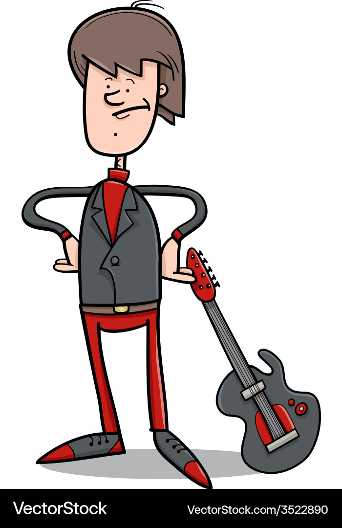 Rock man with guitar cartoon Royalty Free Vector Image
