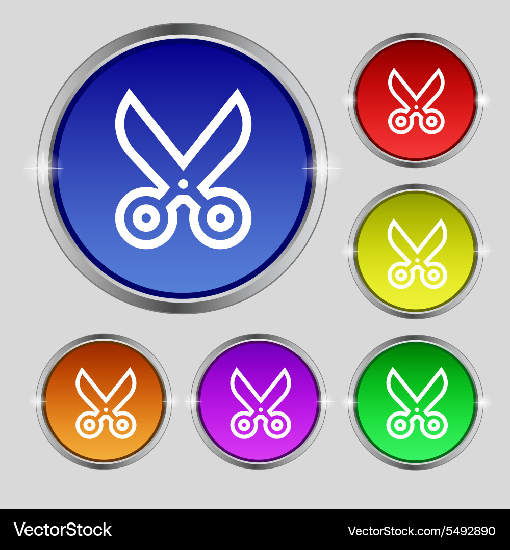Scissors icon sign round symbol on bright Vector Image