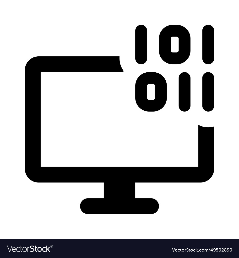 Showing data in binary format on monitor Vector Image
