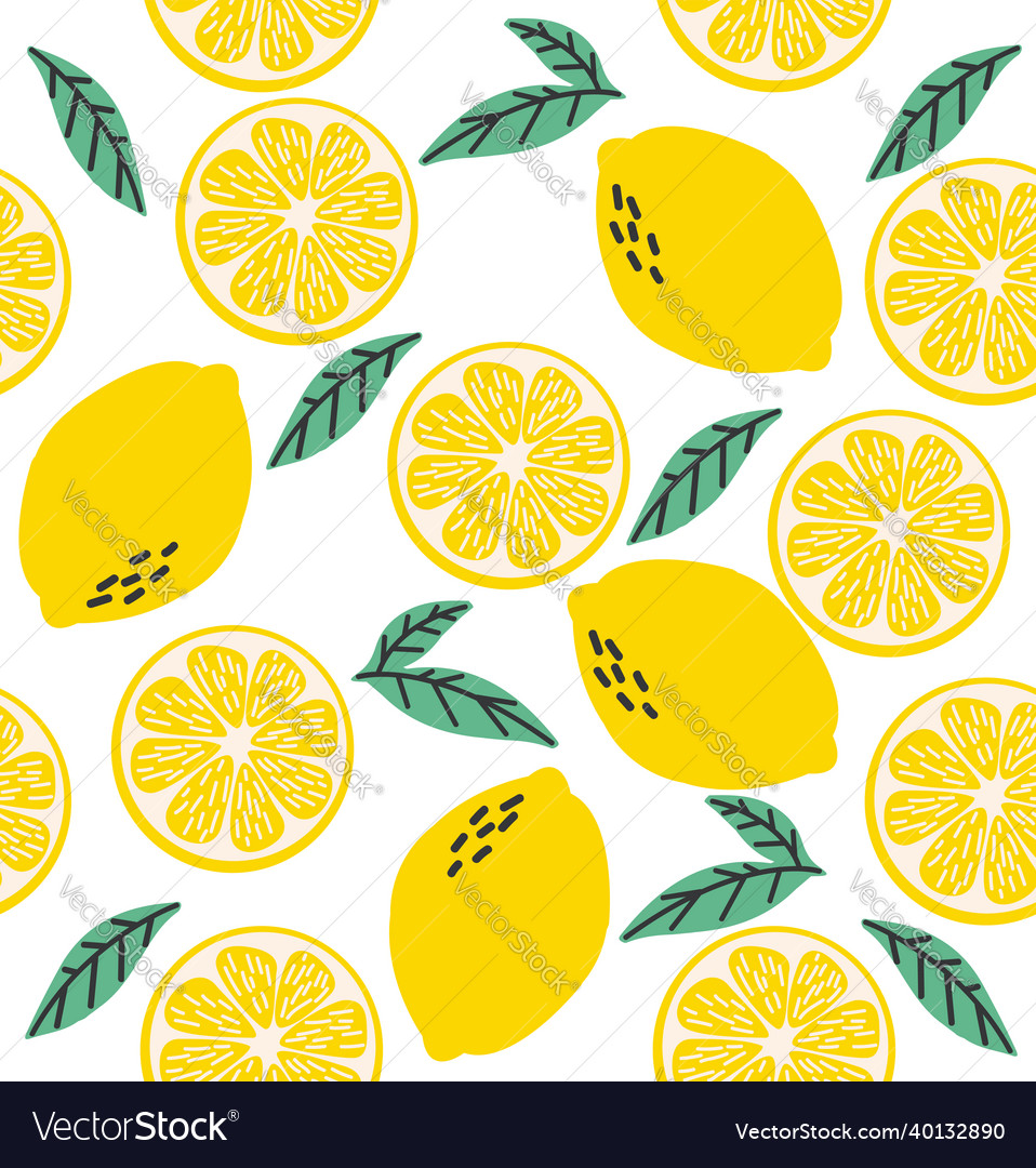Summer lemon flat seamless pattern Royalty Free Vector Image