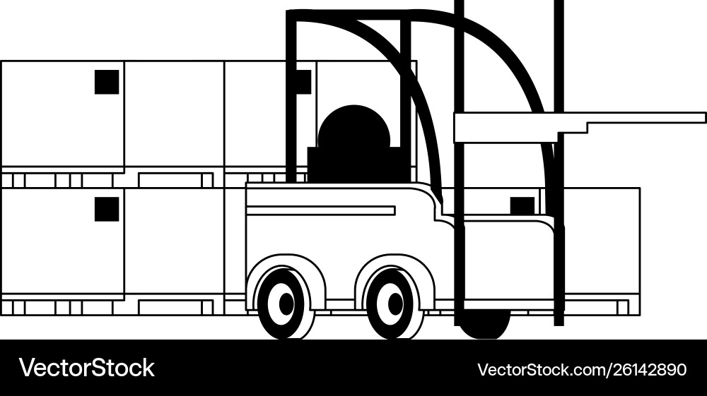 Warehouse and shipping forklift with cargo Vector Image