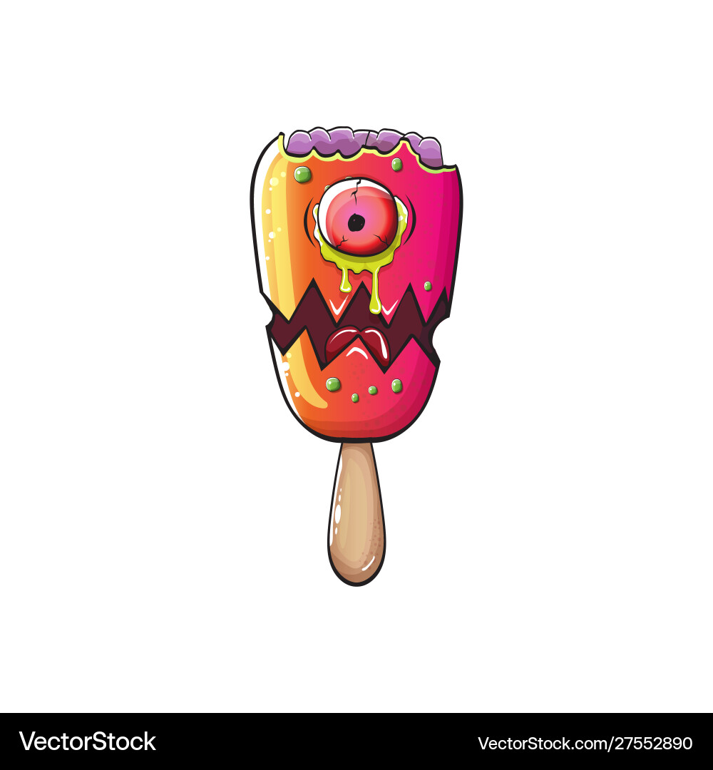 Zombie ice cream with brain and red eyes Vector Image