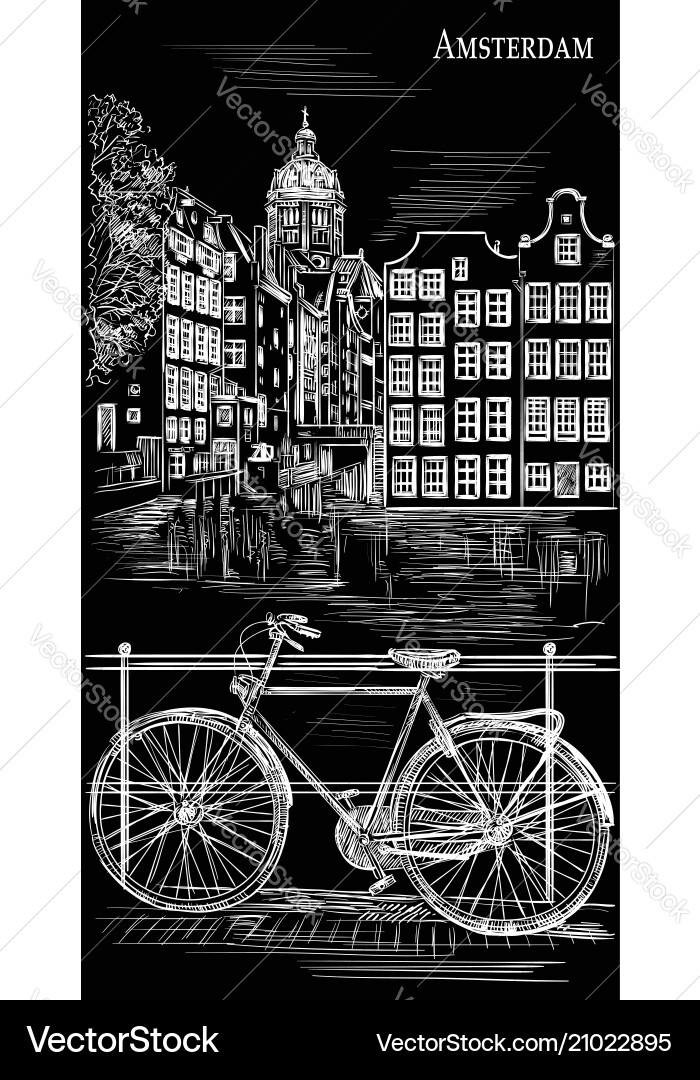 Bike in amsterdam black Royalty Free Vector Image