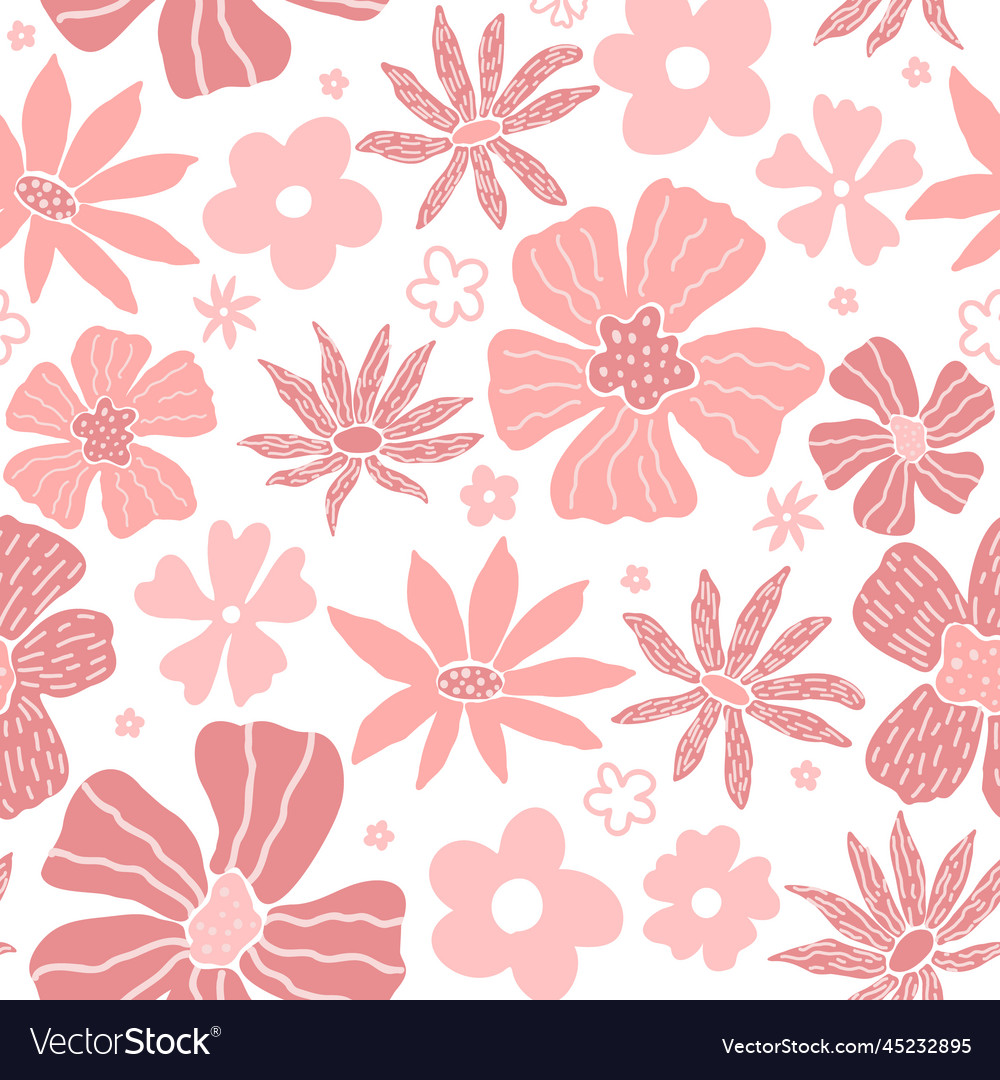Bloom flower seamless pattern Royalty Free Vector Image
