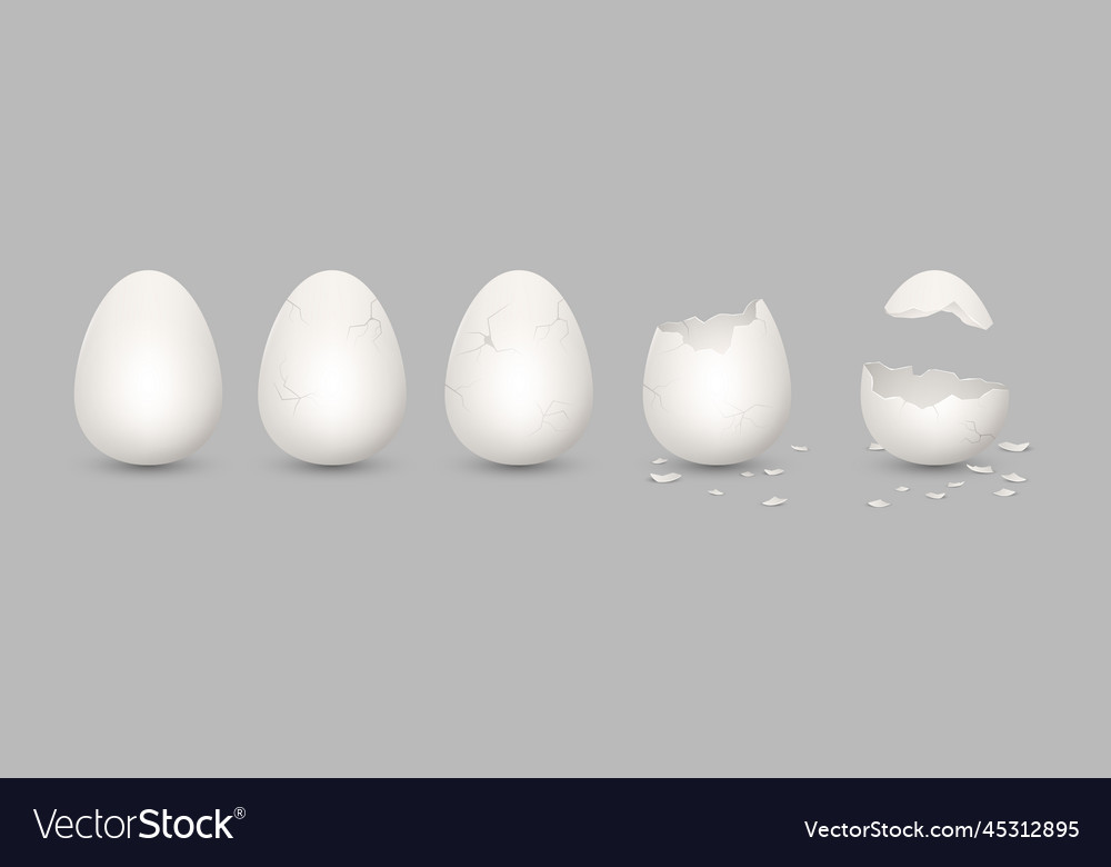 Broken easter egg white 3d shell break or open Vector Image