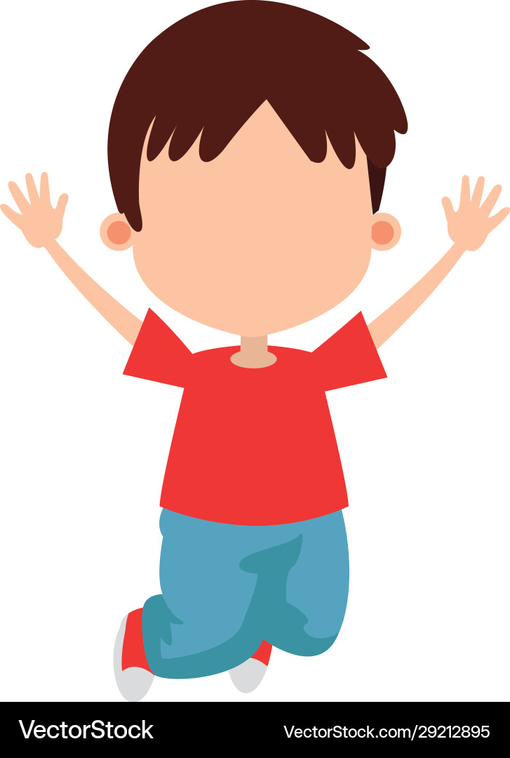 Cartoon excited boy jumping icon Royalty Free Vector Image