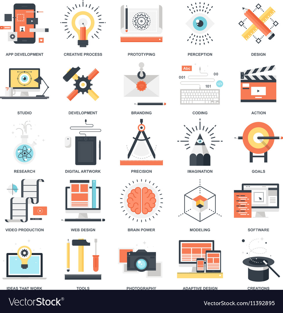 Creative process icons Royalty Free Vector Image